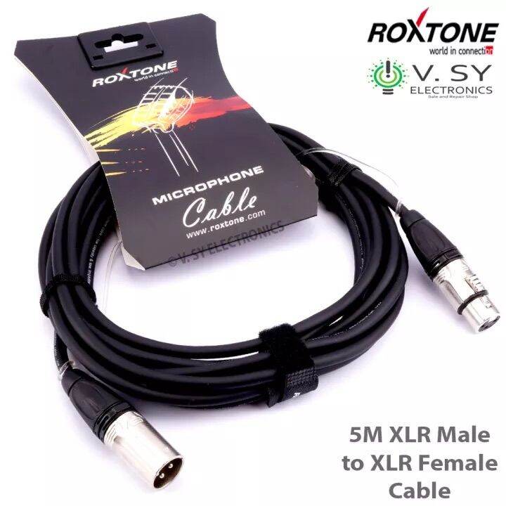 Roxtone Premium 5M 3 Pin XLR Male Plug to XLR Female Plug D Series DMXX200L5 Audio Mic ...