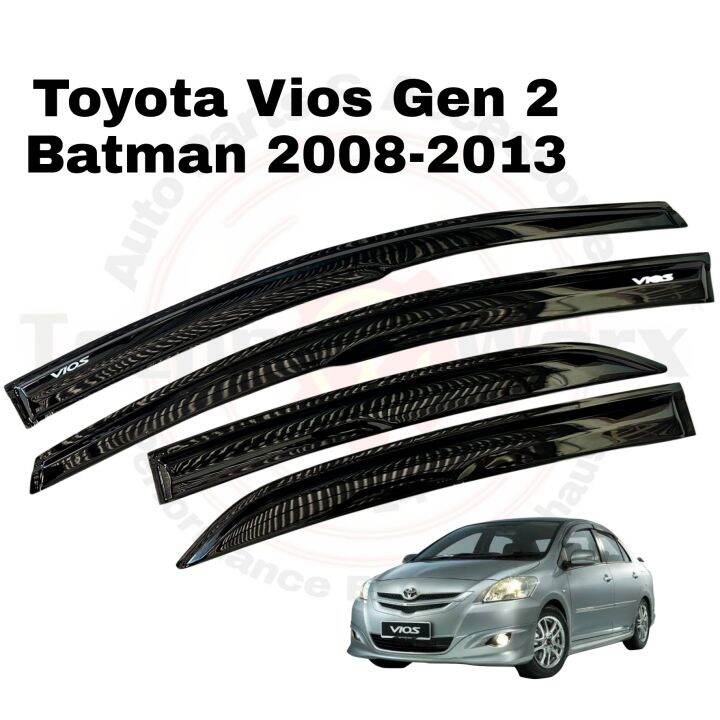 Toyota VIOS GEN 2 2008 -2013 Batman Window Visor High Quality Flexible 2008 2009 2010 2011 2012 ...
