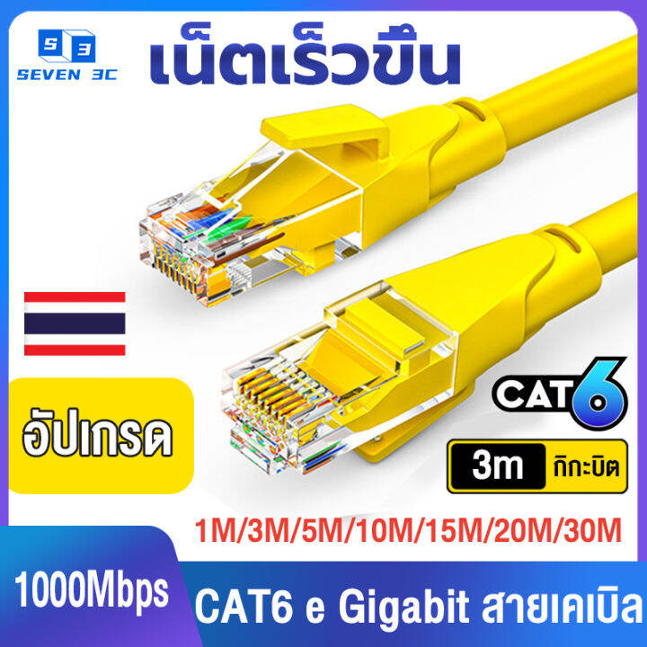 Seven 3c สายแลน สายเคเบิลเครือข่าย LAN RJ45 สายเคเบิล CAT 6 Gigabit ...