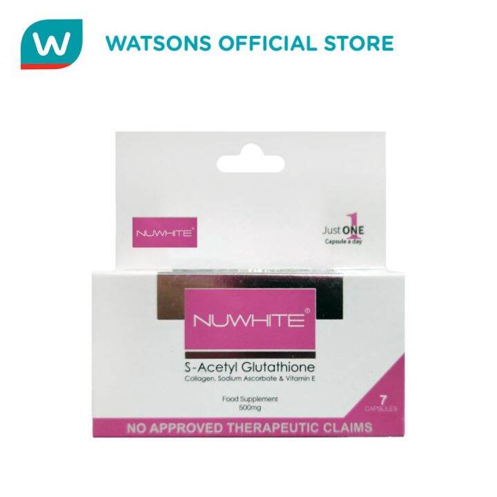 NUWHITE S-Acetyl Glutathione Food Supplement 7 Capsules 500mg | Lazada PH