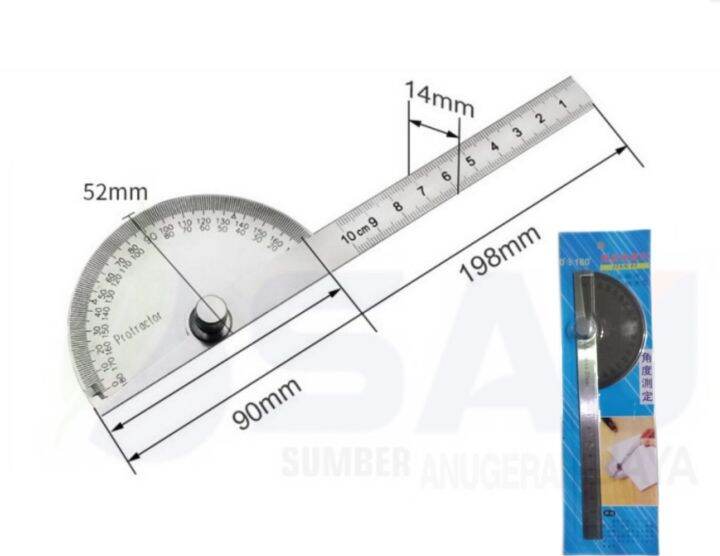 Stainless Degree protractor / busur derajat / pengukur sudut ...