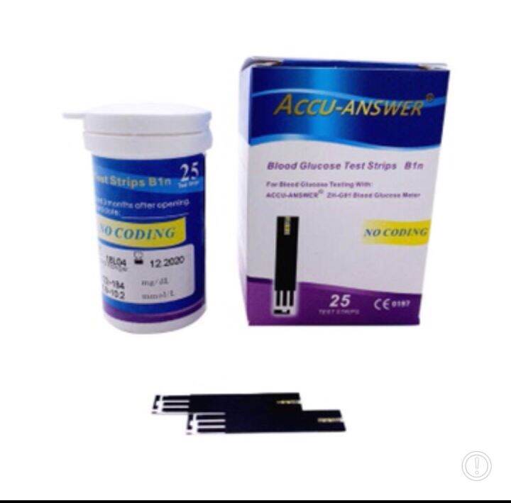 Accu-Answer blood glucose strips 25 pieces | Lazada PH