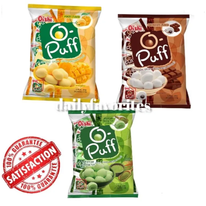 OISHI O PUFF 24pcs/84g Marshmallows/Mallows ~ Mango/Chocolate/Matcha ...