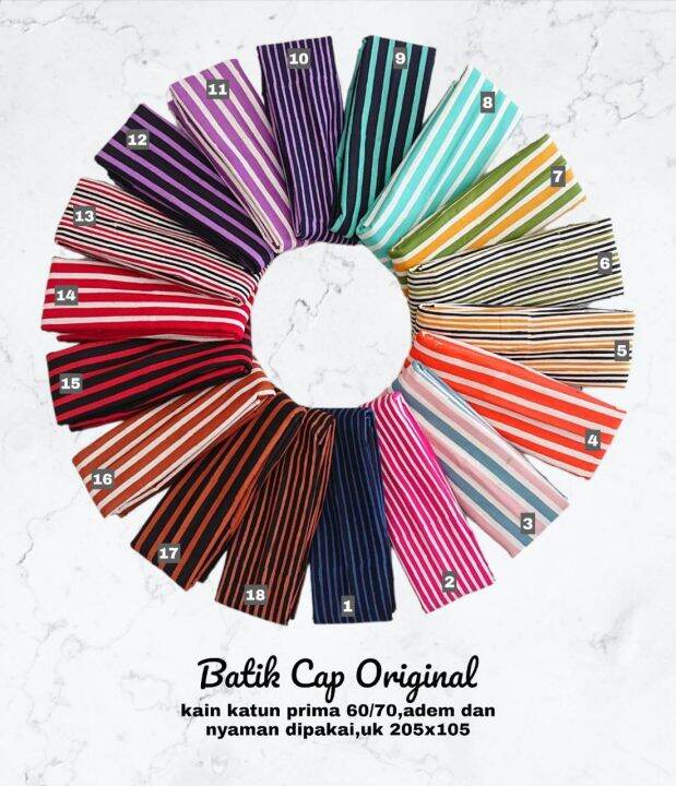 KAIN BATIK LURIK GARIS GARIS 18 SERI WARNA BAHAM BATIK CAP KAIN LURIK ...