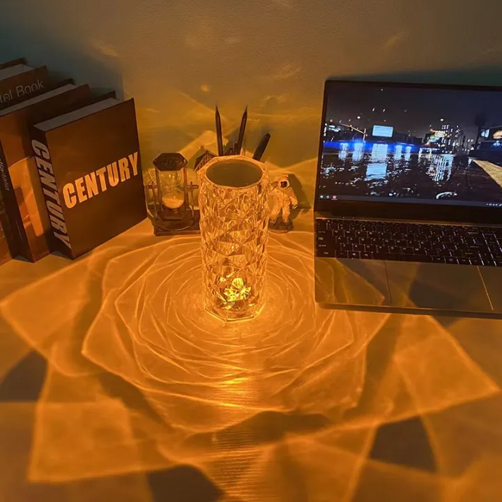 โคมไฟตั้งโต๊ะ โคมไฟ 16 โคมไฟตั้งโต๊ะคริสตัล สีการเปลี่ยนรูปโคมไฟตะปูโรส ...