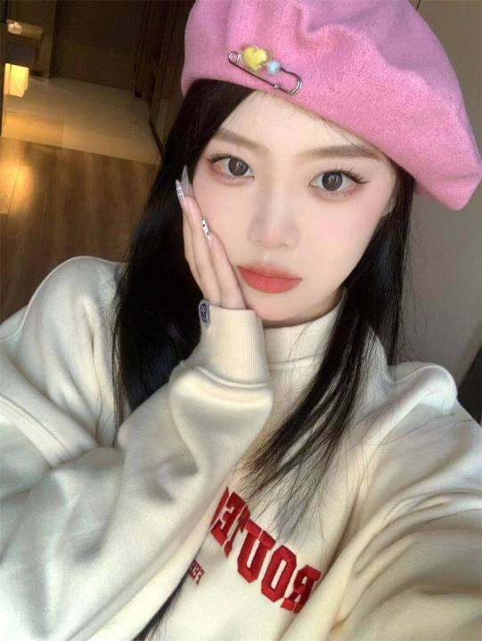 Huachen เสื้อสเวตเตอร์ปักลายตัวอักษรผสม340กรัมบุขนสำหรับฤดูใบไม้ร่วงและ ...