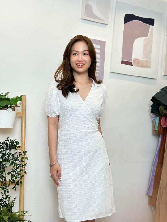 Nami overlap dress bubble square fabric | Lazada PH