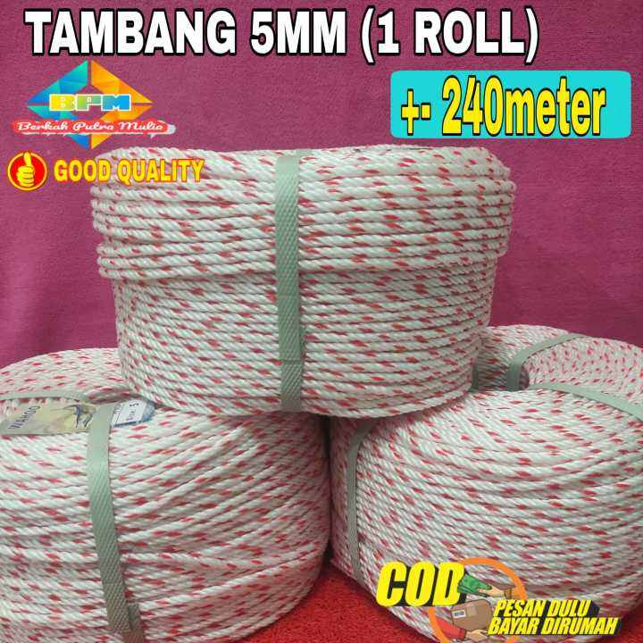 Tali tambang 5mm ( 1Roll) 240 meter/Tali tambang pengikat barang,Tali ...