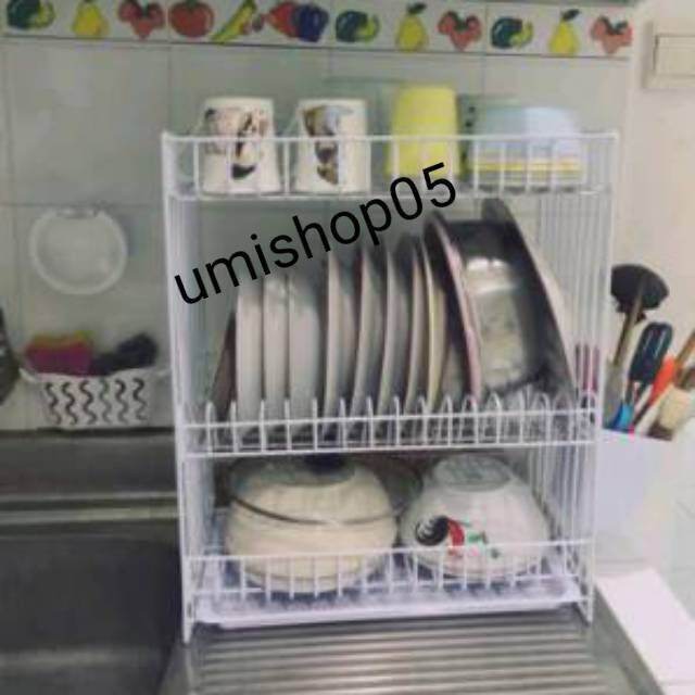 Rak Piring Susun 3 Dengan Nampan Dan Tempat Sendok Modelline | Lazada ...
