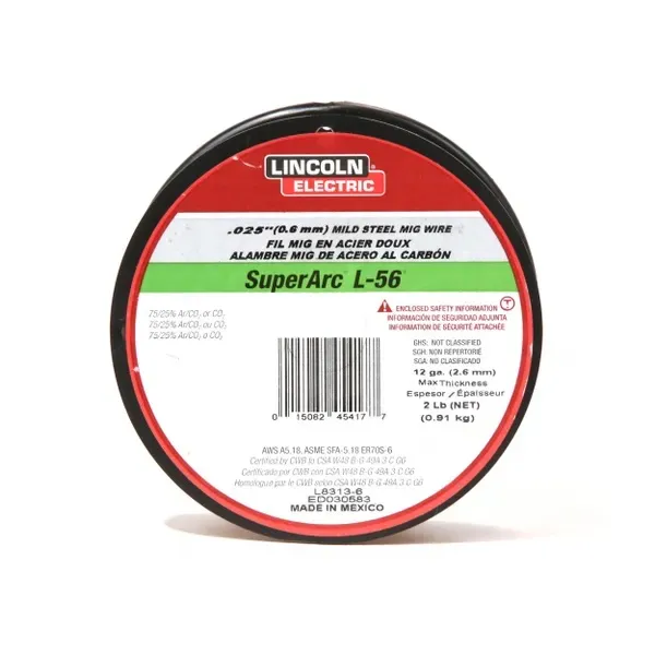 Lincoln .025 in. SuperArc L-56 ER70S-6 MIG Welding Wire for Mild Steel ...