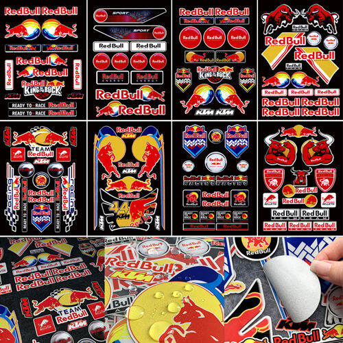 Red Bull Motorcycle Modification Sponsor Sticker Reflective Waterproof ...