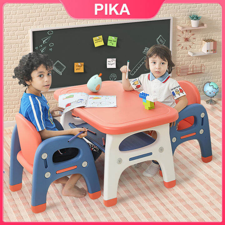【Warranty】Kids Study Table with 1 Chair Set Children Writing Learning ...