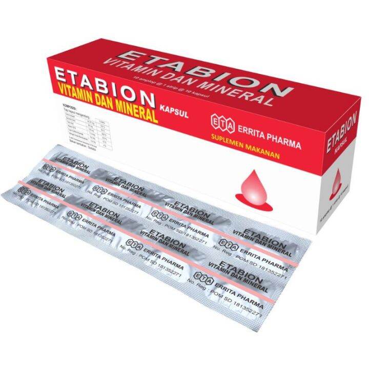 1 Strip Etabion isi 10 tablet / multivitamin Penambah darah / Vitamin ...