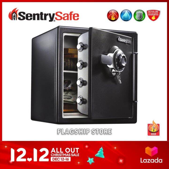 SENTRY SAFE SFW123DTB 1-Hour Fire + Water + Security Protection Large ...