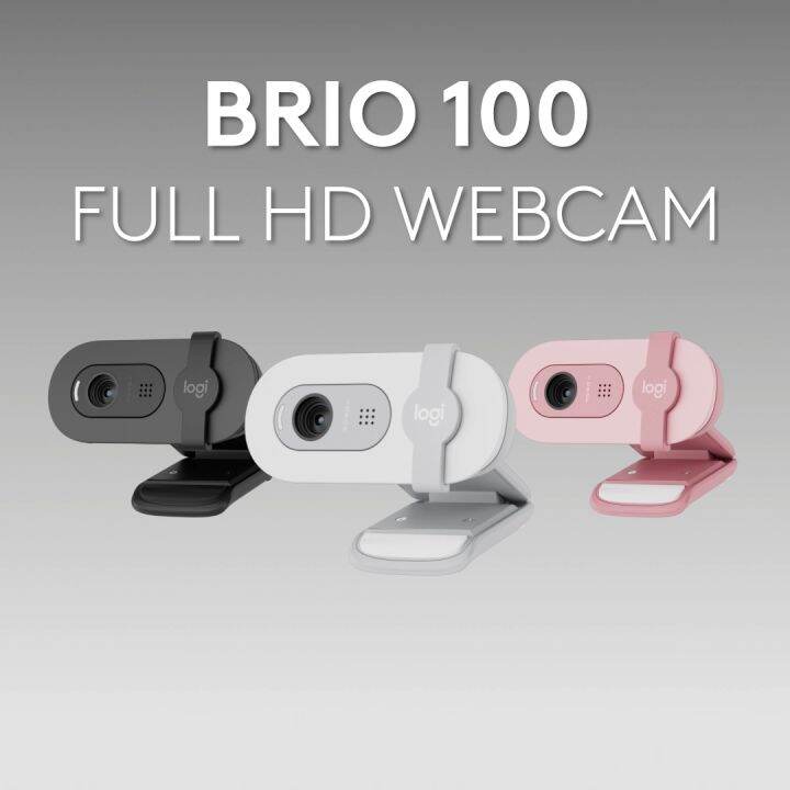 Logitech Brio 100 Webcam Full HD, Built in Mic, Auto-Light Balance ...