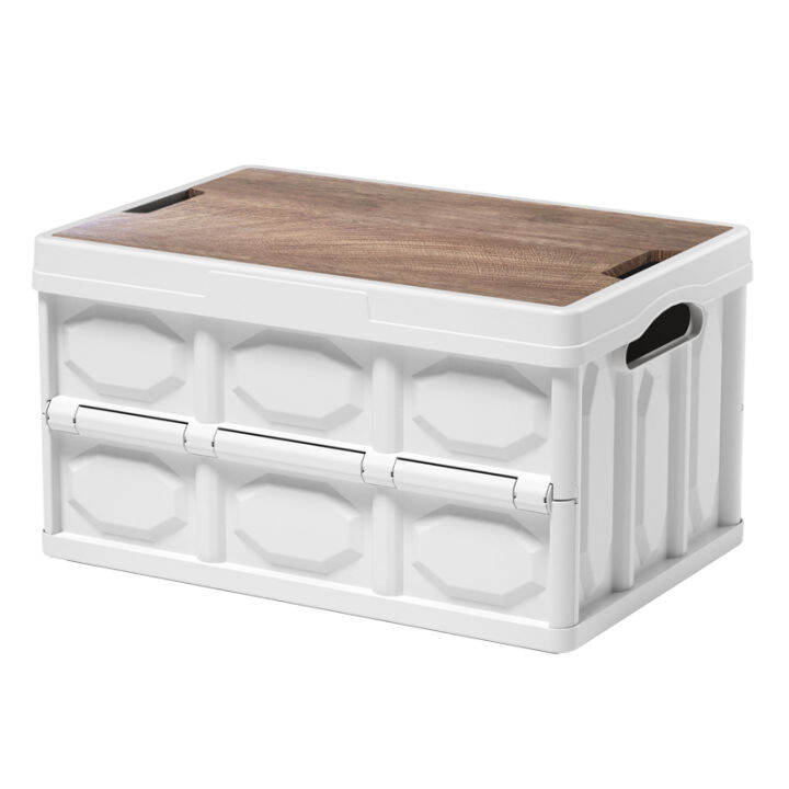 Foldable outdoor storage box Wooden cover travel picnic camping sorting ...