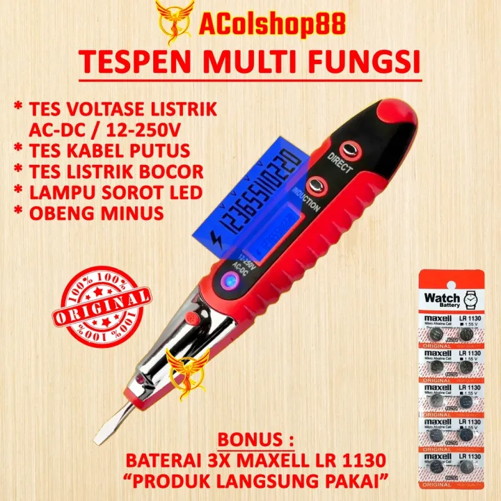 Tespen digital cek kabel putus AC/DC FREE BATERAI tespen digital ...