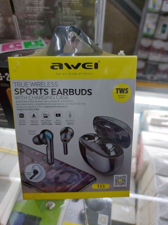 AWEI T15 TRUE WIRELESS SPORTS EARBUDS W/CHARGING CASE | Lazada PH