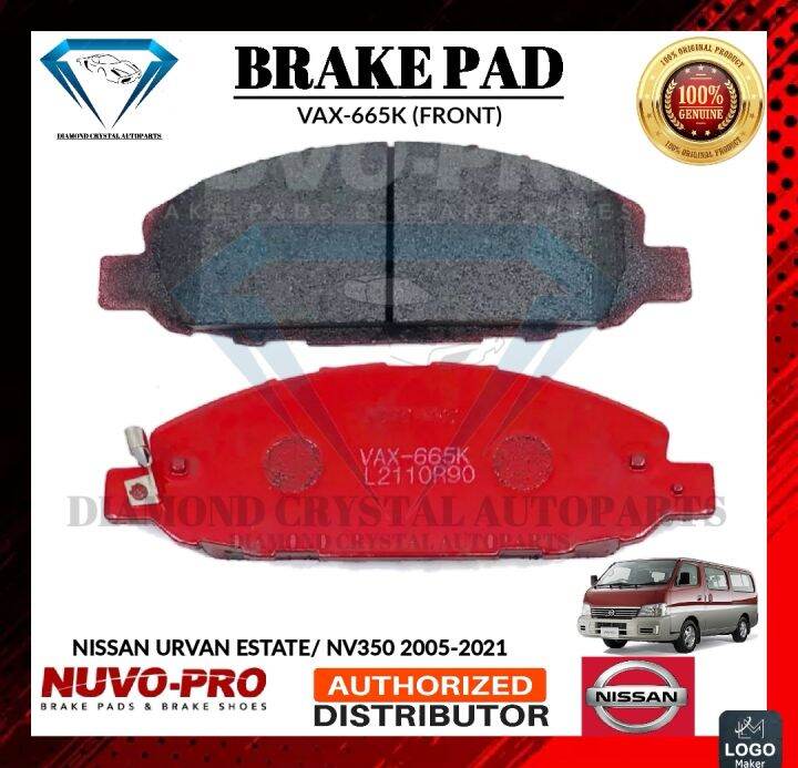 BRAKE PAD NISSAN URVAN STATE / NV350 2005-2021 FRONT (VAX-665K) "NUVO ...