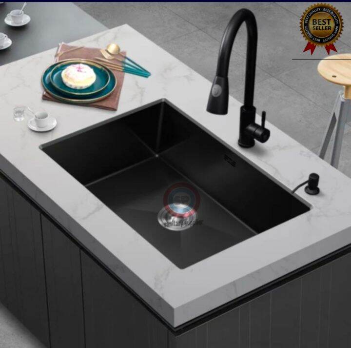 KITCHEN SET 6045 BLACK LENGKAP KRAN/KITCHEN SINK 6045 HITAM LENGKAP ...