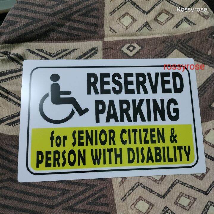Reserved Parking For Senior Citizen and PWD YELLOW PVC Plastic Signage ...