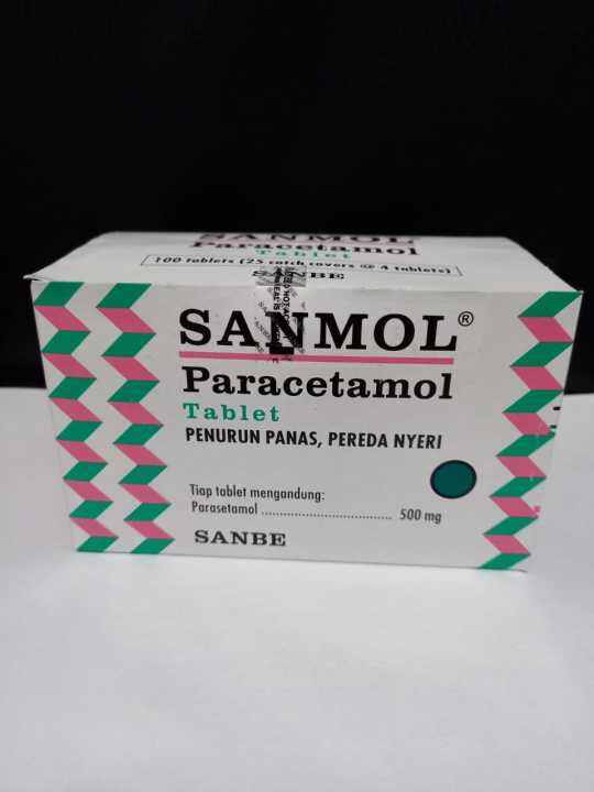 Sanmol 500mg tablet 1 box ( isi 25 strip) - obat demam dan pereda nyeri ...