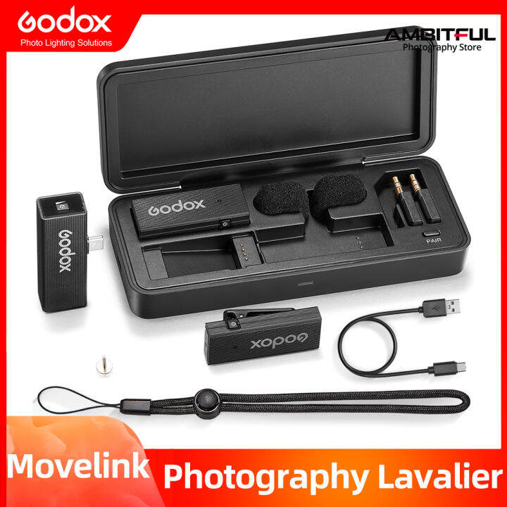 Godox MoveLink M2 Mini 2.4GHz Wireless Microphone Transmitter/ Receiver ...