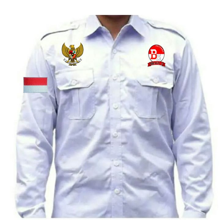 kemeja bordir custom kemeja putih kemeja bravo 5 | Lazada Indonesia