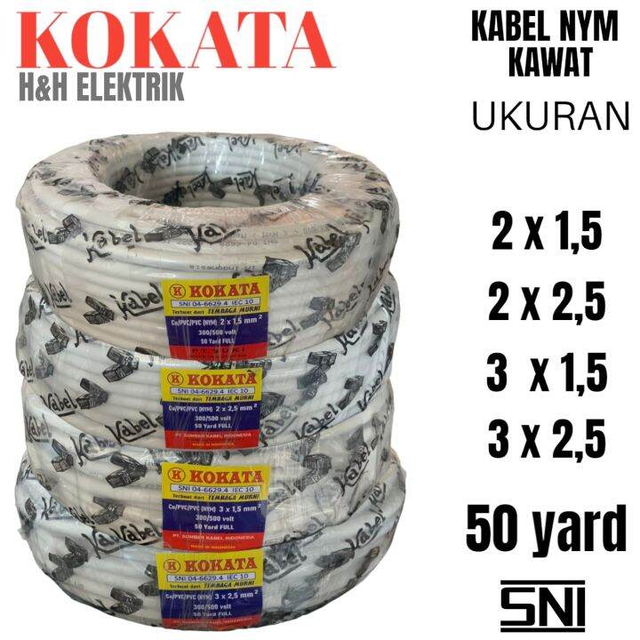 KABEL LISTRIK NYM SNI ASLI FULL TEMBAGA UKURAN 3X2,5 MERK KOKATA ...