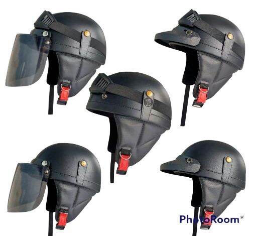 HELM CHIPS KLASIK HITAM DOFF KULIT / HELM RETRO CHIPS/HELM BOGO CHIPS ...