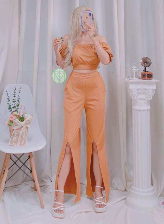 Jill 2 way off shoulder puff terno pants | Lazada PH