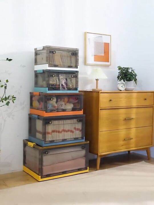 120L Foldable Storage Box with Lid transparent Large Capacity Wardrobe ...