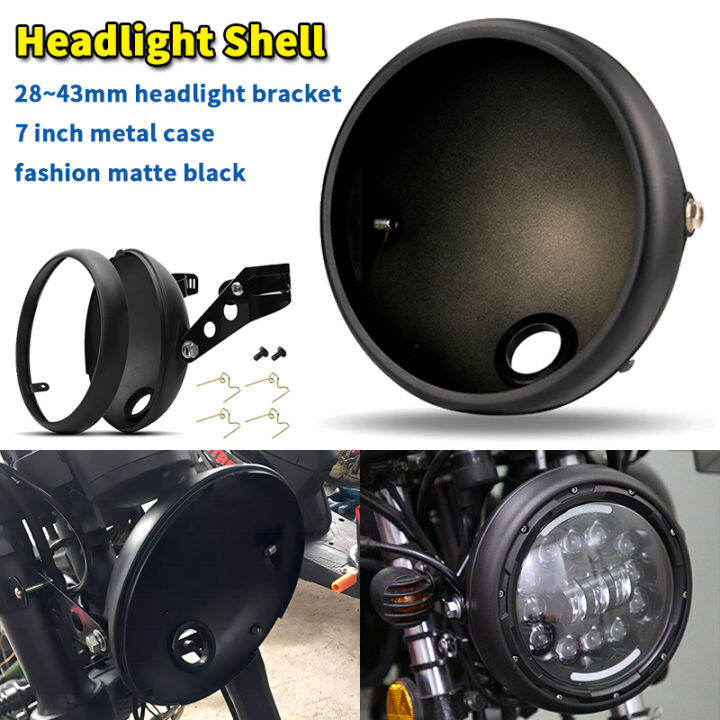 PMShop 7 Inch Motorcycle Headlight Shell Adjustable Motor LED Light ...