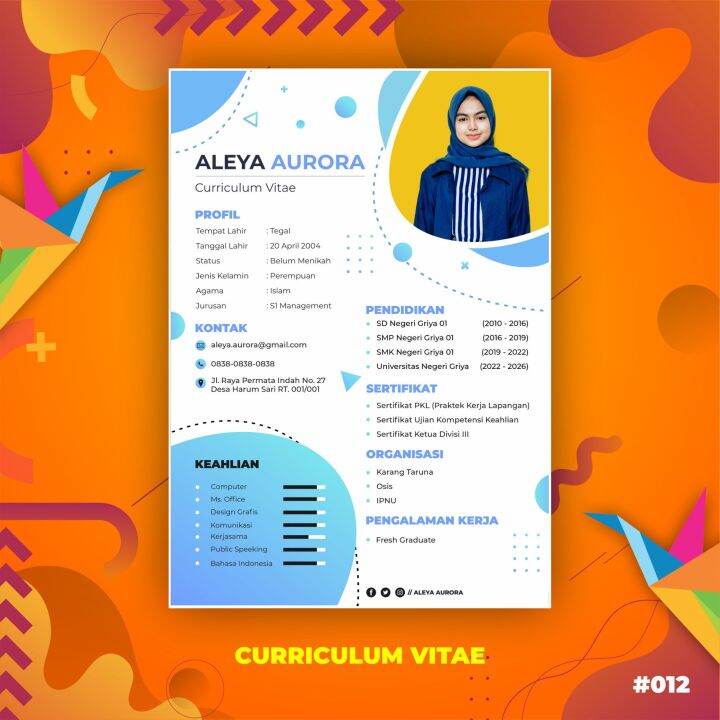 Curriculum Vitae CV, Surat Lamaran Kerja , Daftar Riwayat Hidup #CV012 #CV010 | Lazada Indonesia