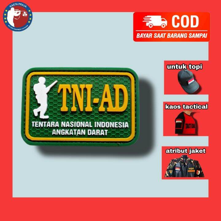 rubber patch aksesoris topi logo tulisan tni ad tentara nasional ...