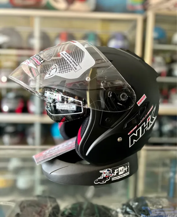 HELM NHK R1 SOLID HITAM DOF HELM HALF FACE DOUBLE VISOR NHK | Lazada ...