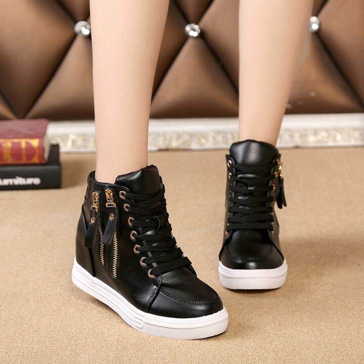 D09 Women Wedge Lace Up High Cut Sneakers Boots | Lazada PH