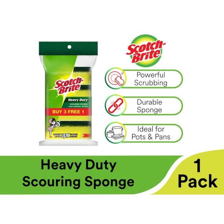 Scotch-Brite Heavy Duty Scouring Sponge 3+1 | Lazada