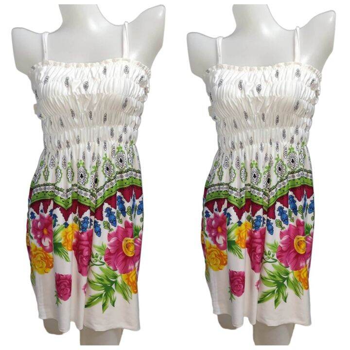 MINI TIE STRAP SMUCKING DRESS FOR ADULT FIT TO XL | Lazada PH