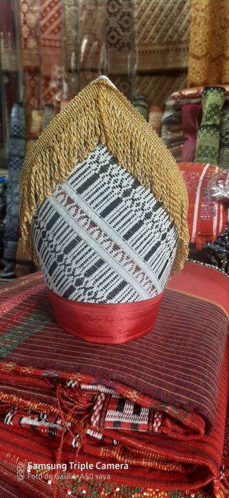 topi pengantin pria,adat batak toba,motif ulos ragi hidup/pucca ...