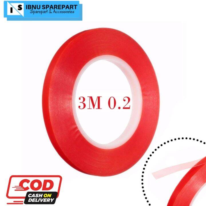 DOUBLE TIP 3M 0.2 RED SELOTIP DOUBLE TAPE MERAH LEM BOLAK BALIK BAGUS ...