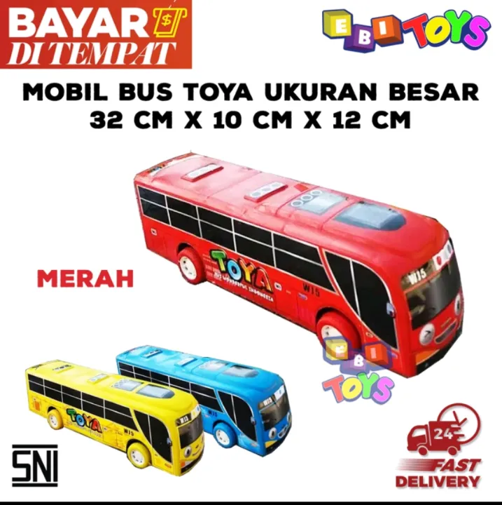 MAINAN BIS TOYA BUS MERAH KUNING BIRU UKURAN STANDAR UKURAN 32CM ...