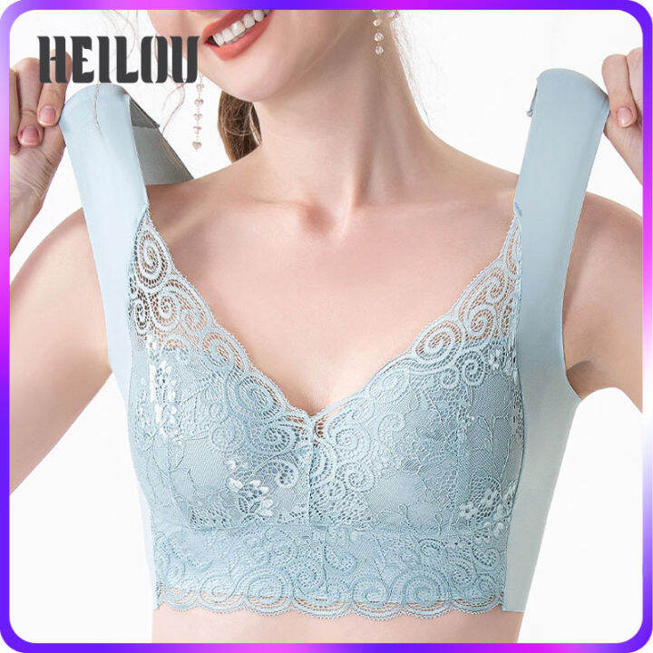 HEILOU M-5XL Plus Size Without Wire Minimizer Bras Underwear for Women Big Breast Girl Sexy Lace ...