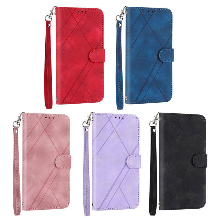 Leather Case for Apple iPhone 15 14 13 12 Pro Max Flip Splicing Line ...