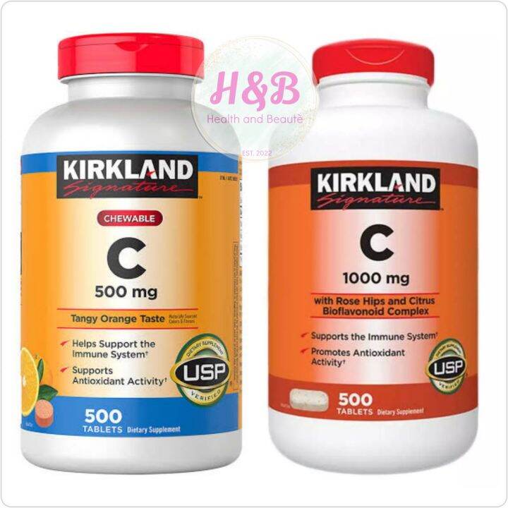 Kirkland Vitamin C with Rose Hips and Citrus Bioflavonoid Complex 1000 mg & 500mg Chewable ...