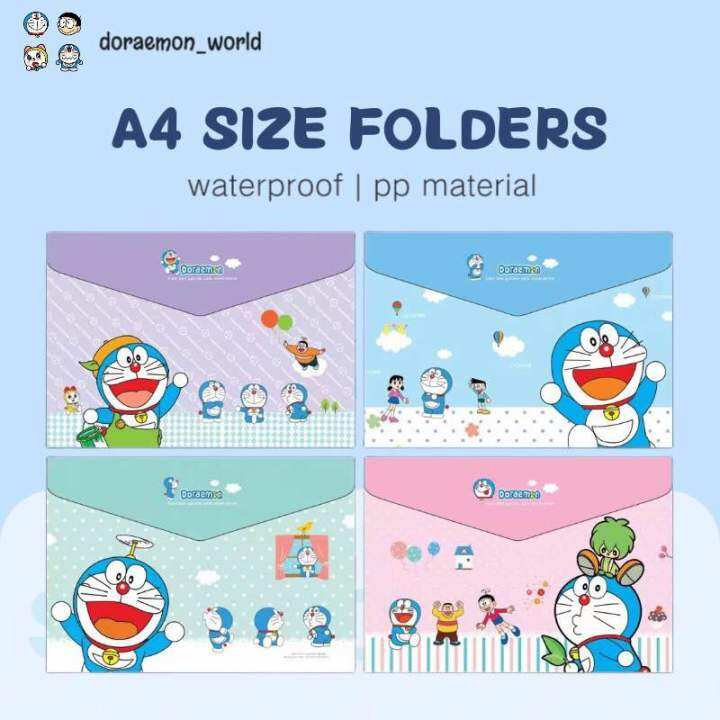 [ 𝗔𝟰 𝘀𝗶𝘇𝗲 𝗳𝗼𝗹𝗱𝗲𝗿 ] Doremon folders A4 size Button design 叮当猫文件夹 | Lazada