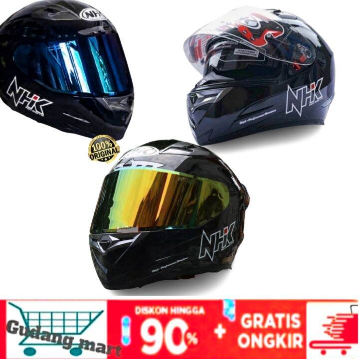 Helm NHK RX9 full face dobel visor hitam metalic original nhk rx9 fromo ...