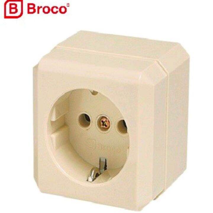 Stop kontak broco 1 lubang segi cream 15410, colokan listrik lubang 1 ...