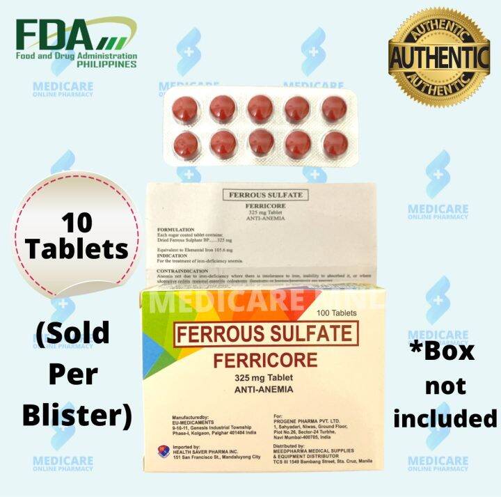 Ferrous Sulfate Anti-Anemia 325mg Tablet FERRICORE (10 tablets) | Lazada PH