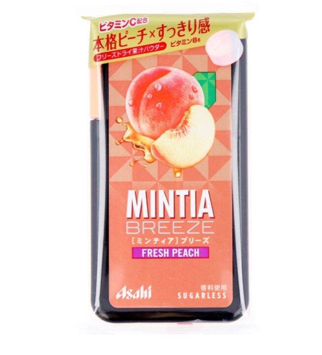 Asahi limited Mintia Breeze Fresh Peach 30 เม็ด ไม่มีน้ำตาล sugarless 1เม็ด เย็นสดชื่นนานไป5นาที ...